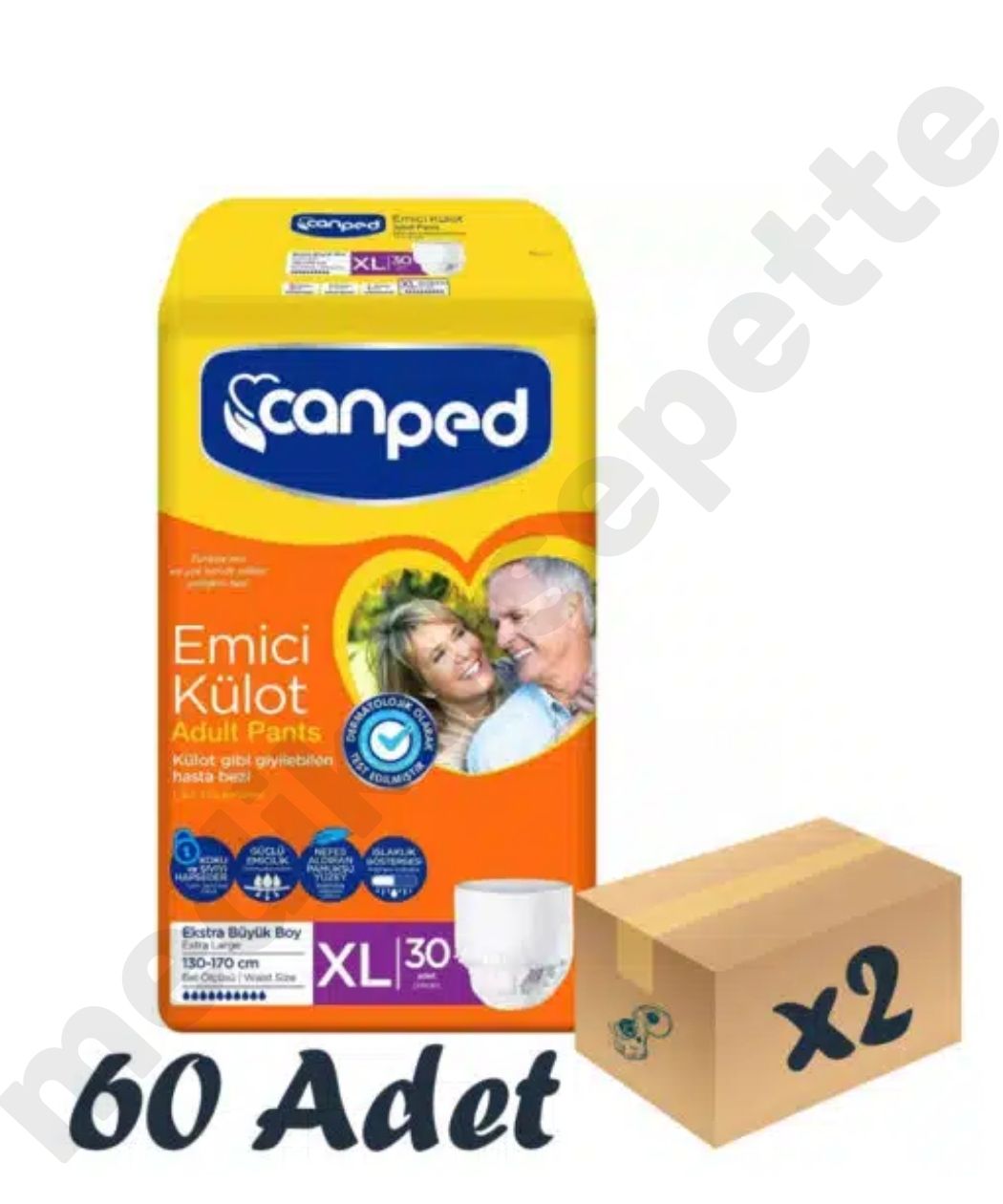 Canped Emici Külot XLarge 30’lu 2 Paket Yetişkin Hasta Bezi - Medikal ...